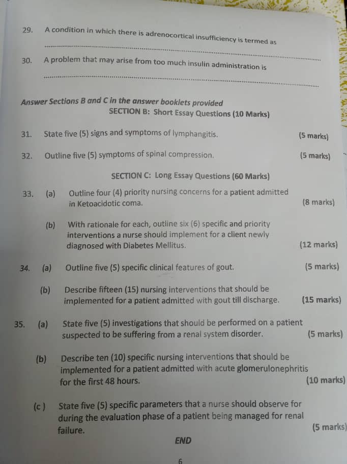 Medical Nursing Week 1 Exam - Nurses Revision