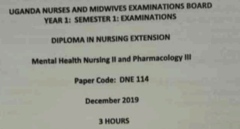 Mental Pharma UNMEB Quiz - Nurses Revision