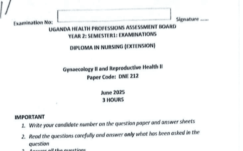 Gynaecology & Repro June UHPAB 2025 Answer dne - Nurses Revision