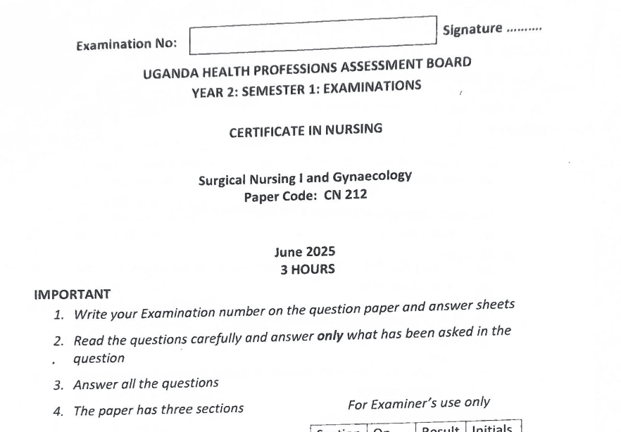 Surgical and Gynae UHPAB 2025 cn21 Answers - Nurses Revision