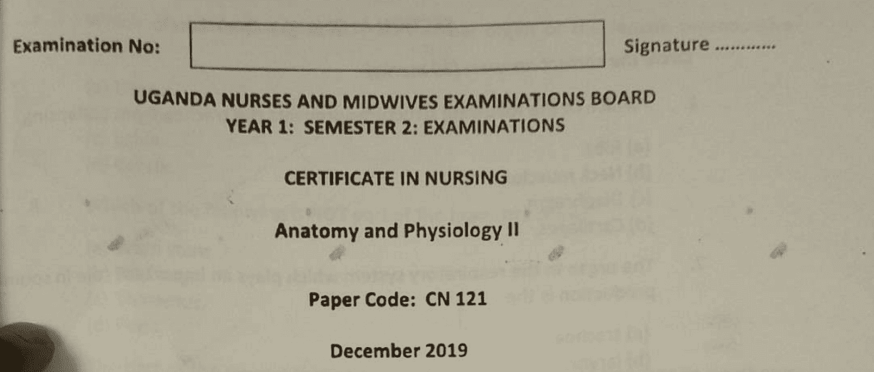Anatomy ii 2019 unmeb dec Answers - Nurses Revision