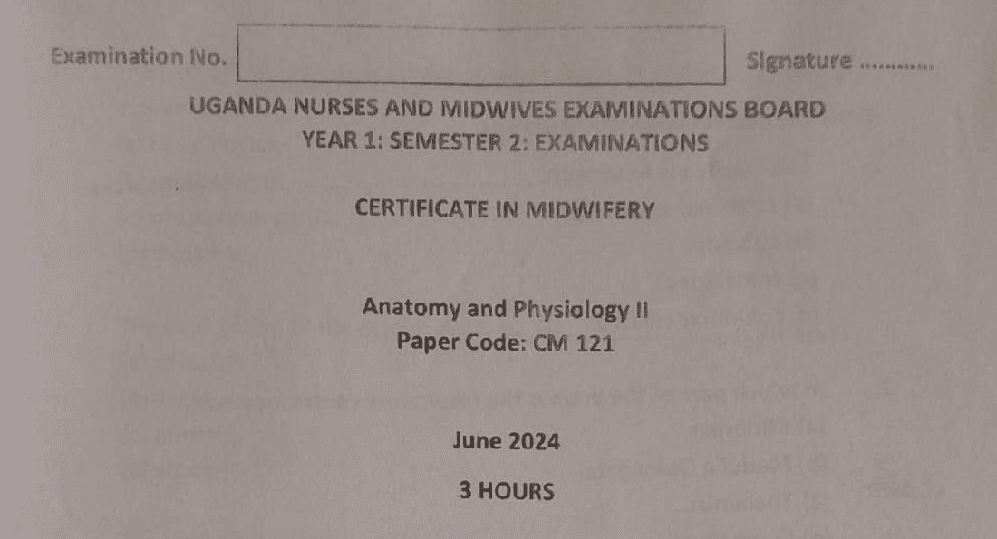 Anatomy ii UNMEB 2024 JUNE Answers - Nurses Revision